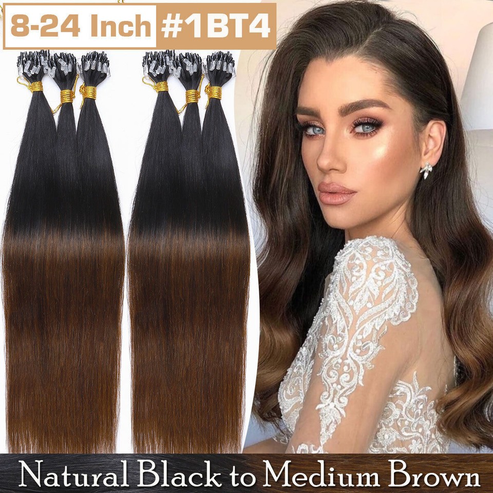 HOT Loop Micro Ring Link Hair Extensions Russian Real Human Hair Micro ...