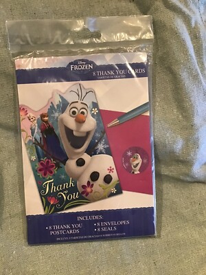 Disney Frozen Olaf 8 Thank You Postcards 8 Envelopes 8 Seals -New | eBay