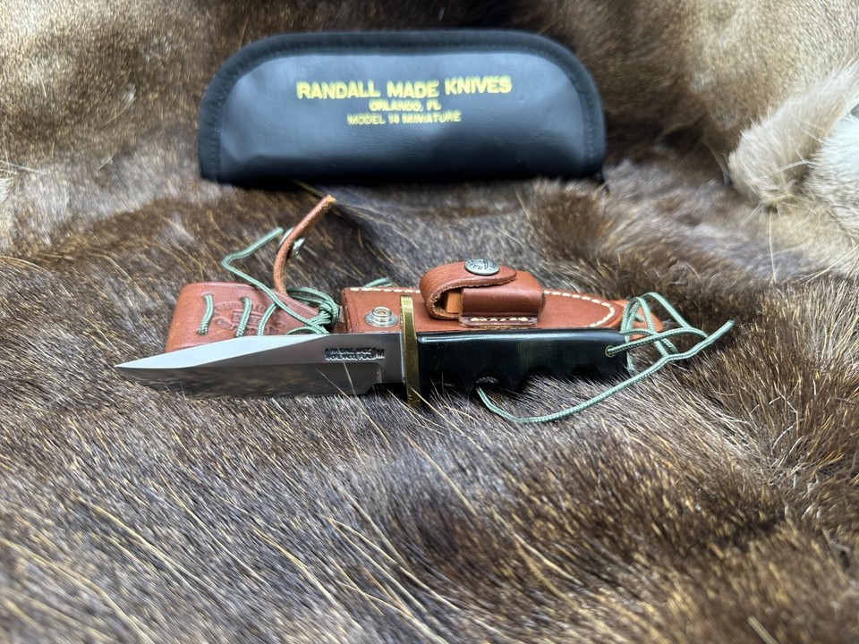 Randall Miniature Model 14 Attack Knife With Black Handles With Pouch ...