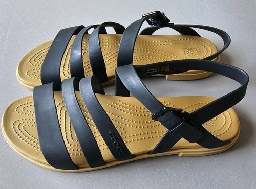 Crocs Tulum Black Sandals Size 9 Beach Walking Waterproof Strappy | eBay