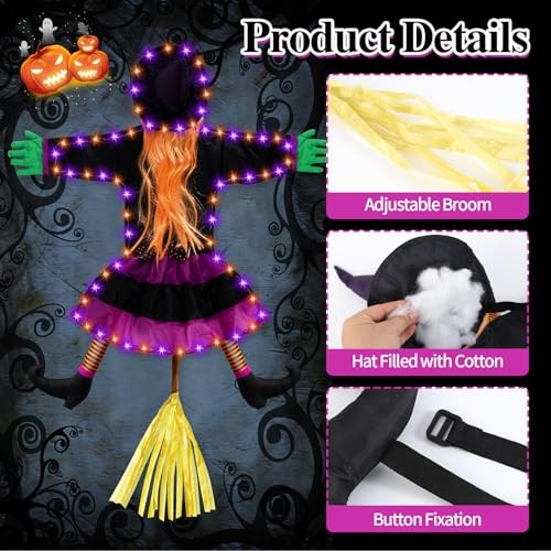 Solar Witch Outdoor Halloween Decorations, Large Crashing Witch Orange ...