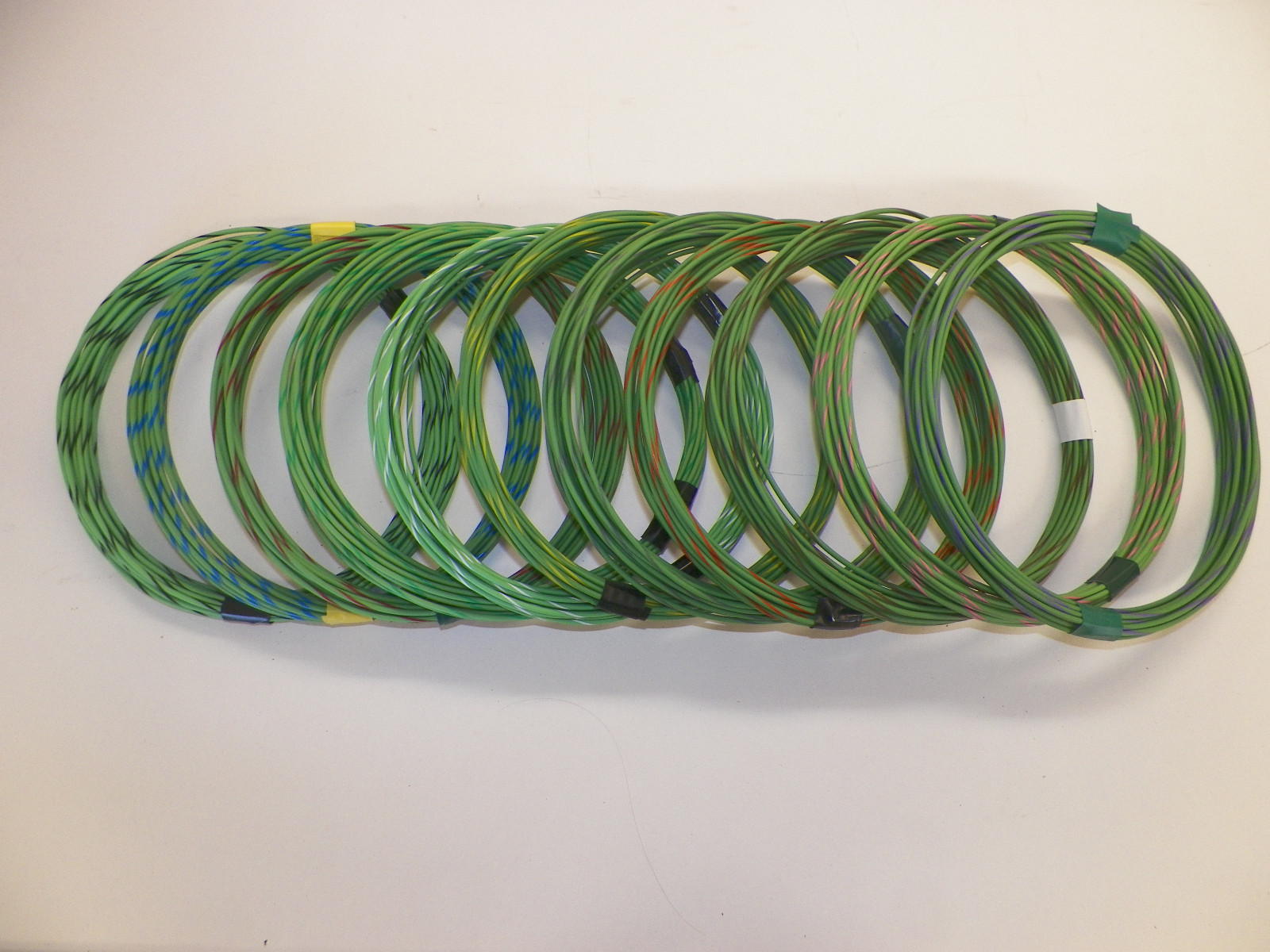LT GREEN hi temp automotive 18 gauge GXL wire + 11 STRIPED color wiring ...