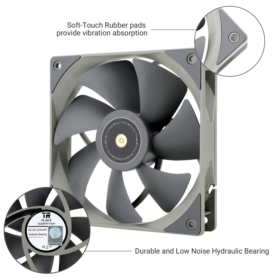 TL-G12 120Mm CPU Fan, Computer Case Fan, Quiet 4Pin PWM PC Fan, 1500RPM ...