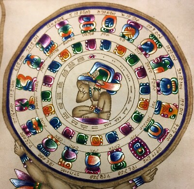 MAYAN CALENDAR ... INK ON LEATHER ... INSCRIBED ON THE BACK.and HOW TO ...