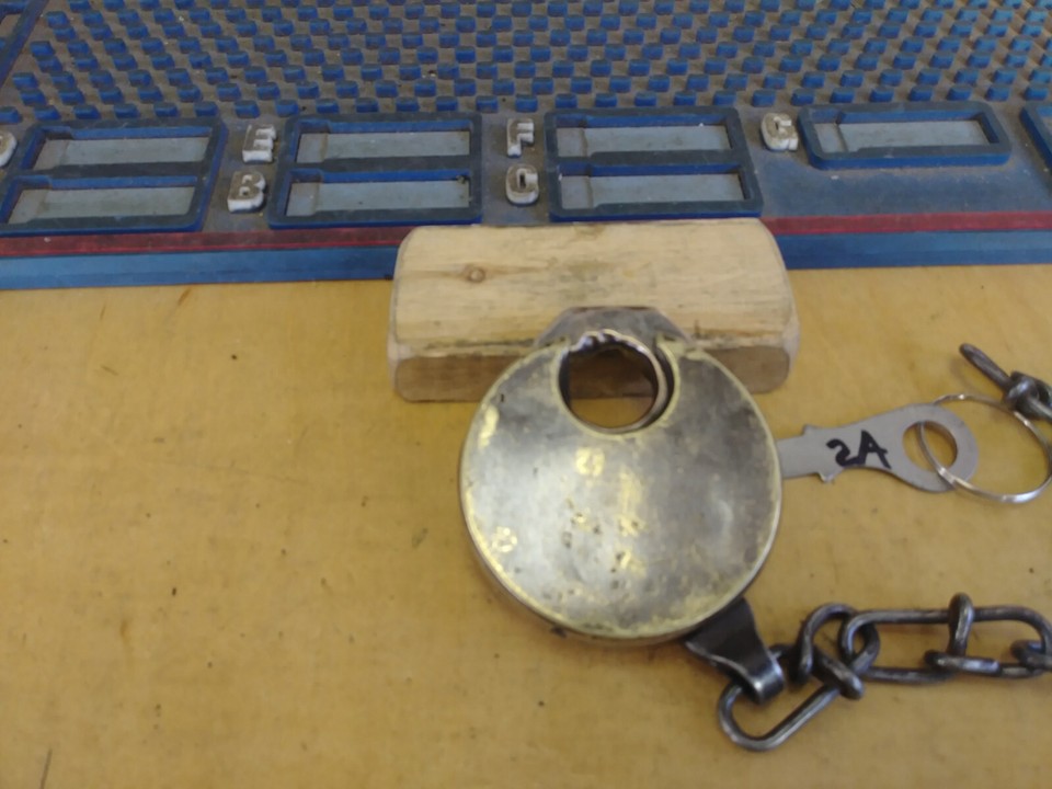 antique/vintage EXCELSIOR 6 lever push key pancake padlock w/key 2A | eBay