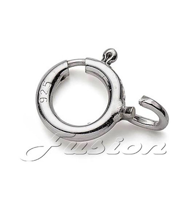 1 x Sterling 925 Silver Strong Bolt Ring Clasp with Open Ring Fastening ...