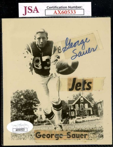 George Sauer JSA Cert Signed 4x5 Photo Autograph Jets | eBay