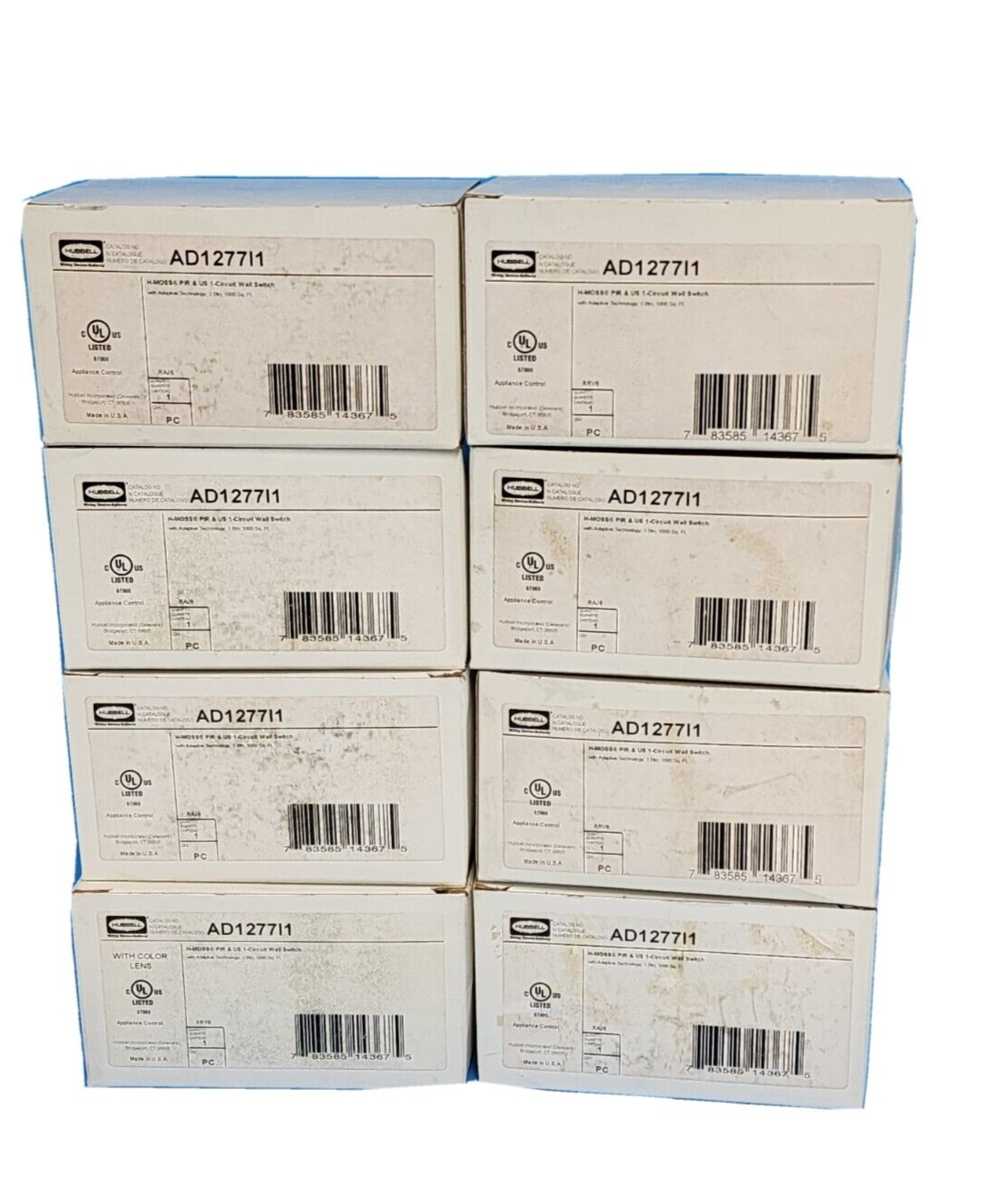 BOX OF 8 NEW HUBBELL AD1277I1 CIRCUIT WALL SWITCHES WITH ADAPTIVE ...