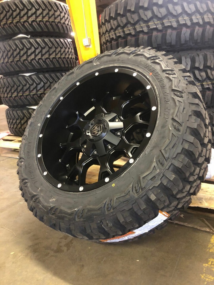 4) 20x10 Mayhem Warrior Black Wheels Rims 35" MT Tires 5x5 Jeep ...