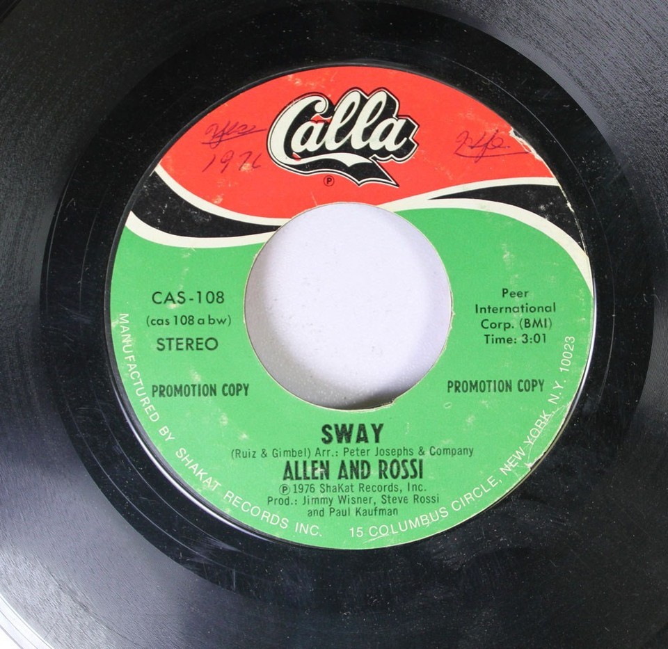 Pop Promo 45 Allen And Rossi - Sway / Sway On Calla | eBay