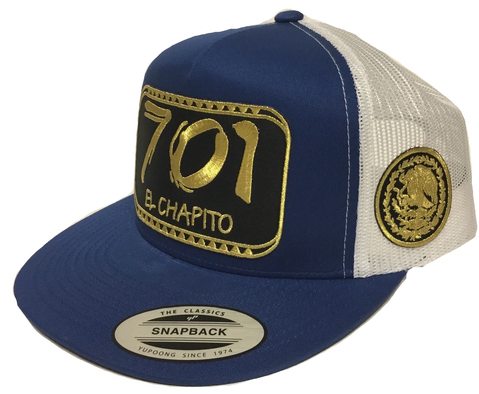 EL CHAPITO 701 EL CHAPO 2” LOGOS FEDERAL A LADO HAT MESH ROYAL WHITE | eBay