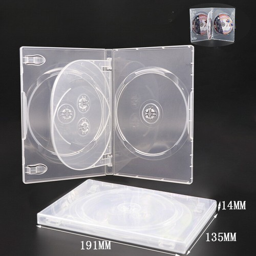 100 PACK Clear STANDARD 4 Disc DVD Cases 14MM (4 DVD) For Sony ...
