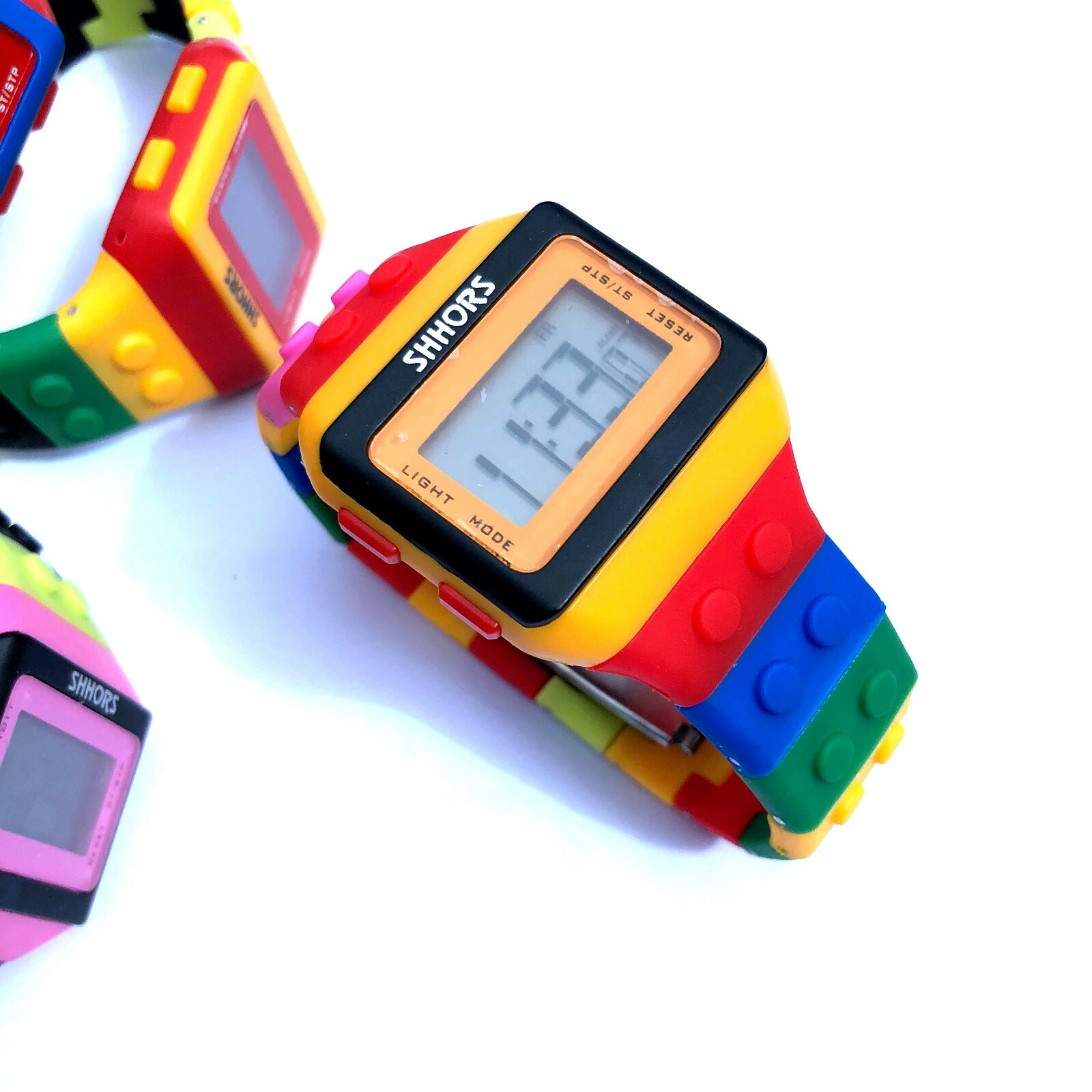 Unisex SHHORS Lego-Color Band Multi Function Kids Adult LED Wrist Watch ...