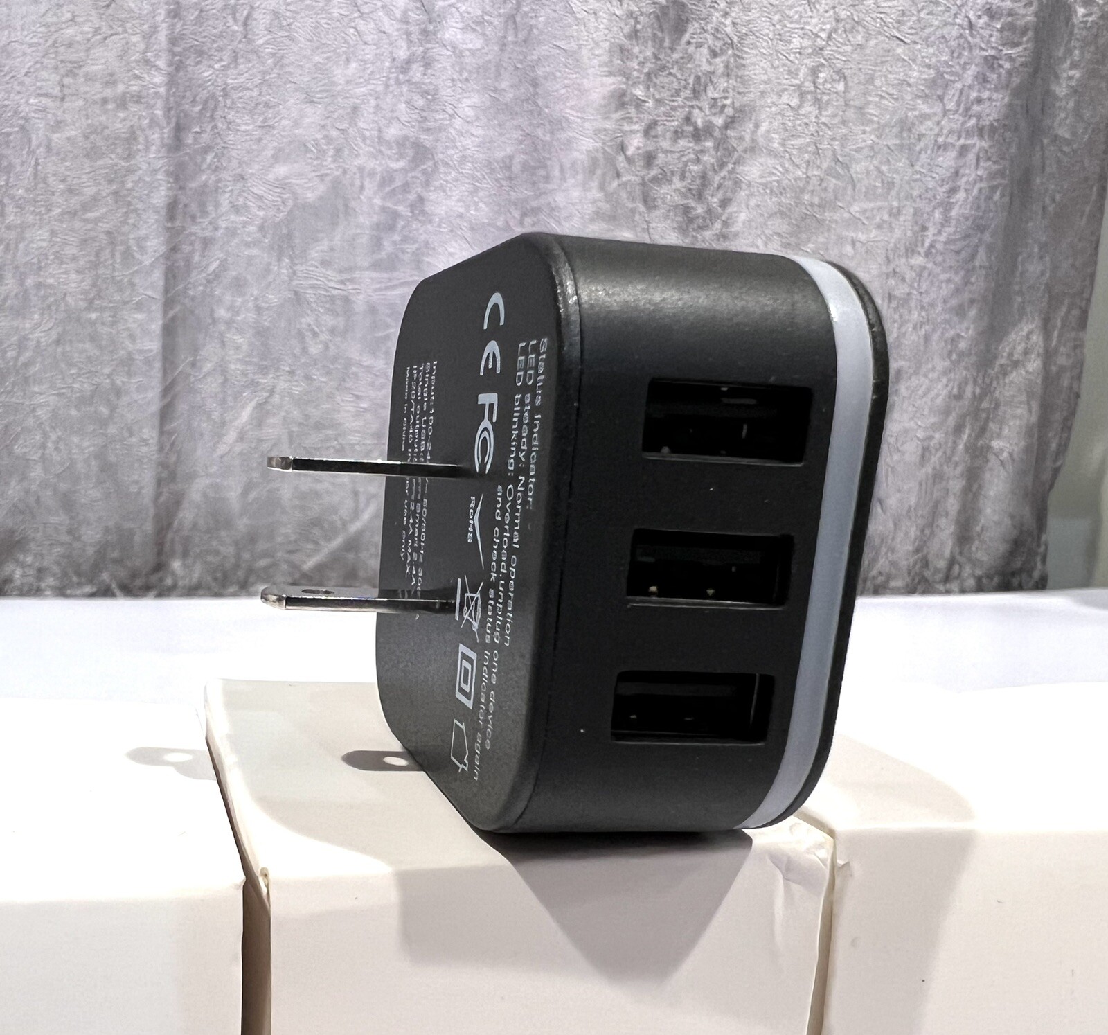 USB Wall Charger, 3-Port USB Plug Cube Power Adapter with Status LED ...