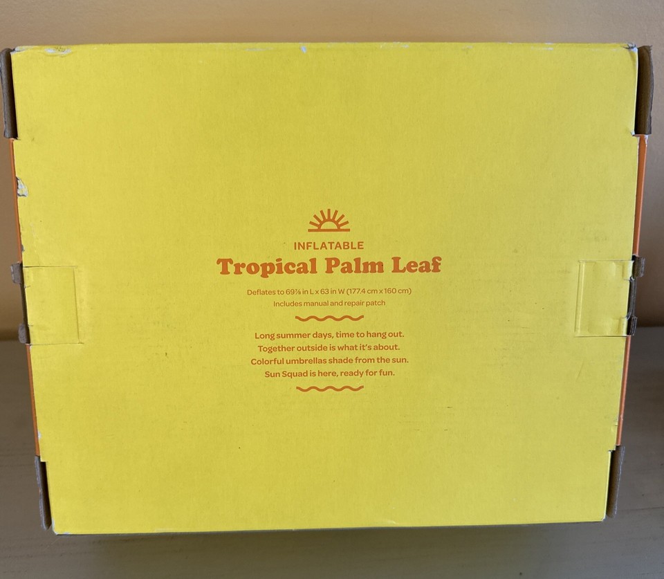 NEW Sun Squad Inflatable Tropical Palm Leaf Pool Float With Cup Holders ...