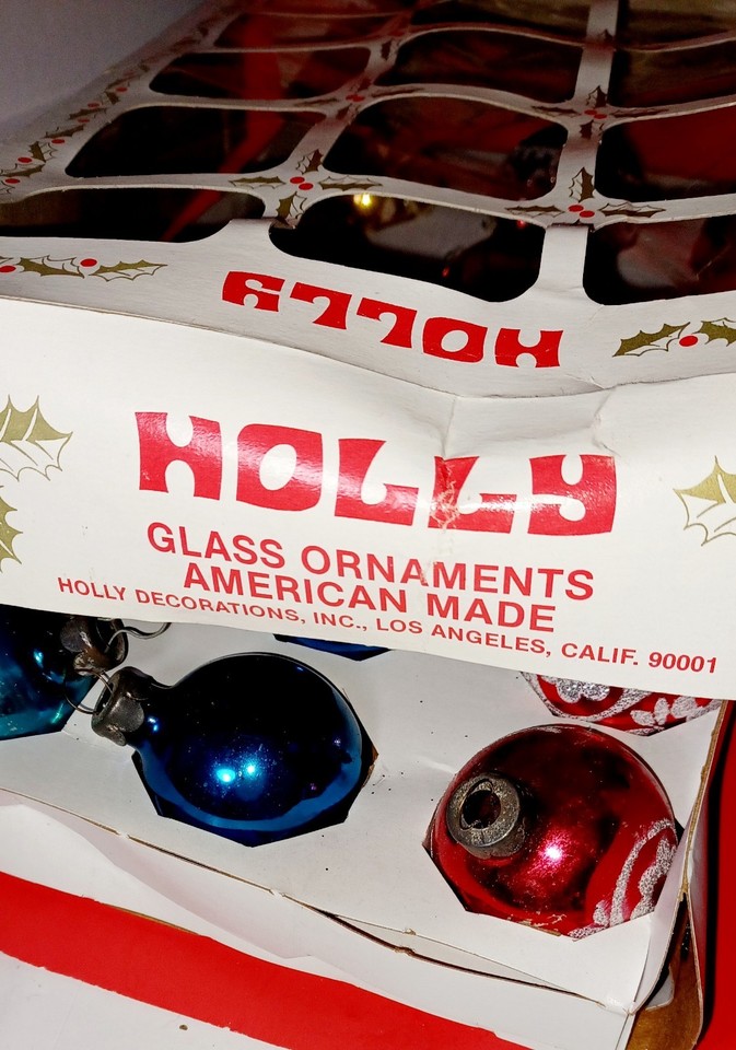Vintage Shiny Brite & Holly Glass Christmas Ornaments Indents Poland ...