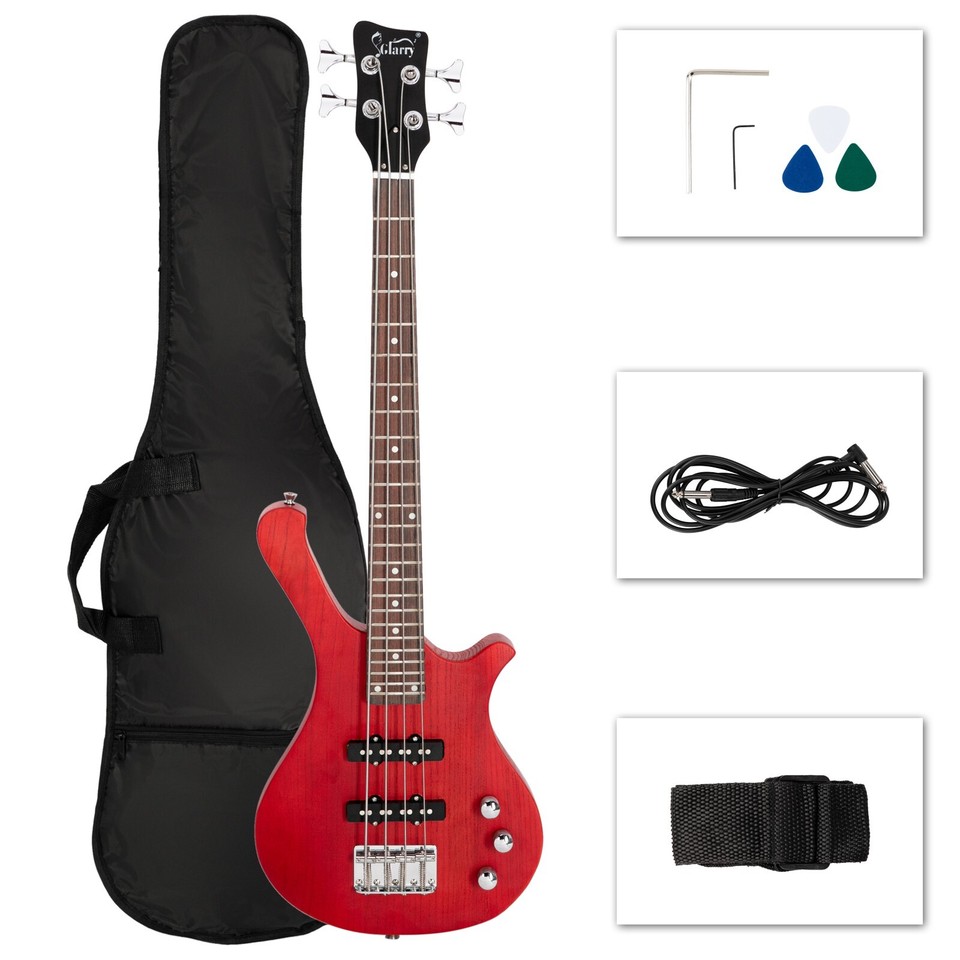 Red Short Scale Micro Bass with Solid Mahogany Body for Kids ...
