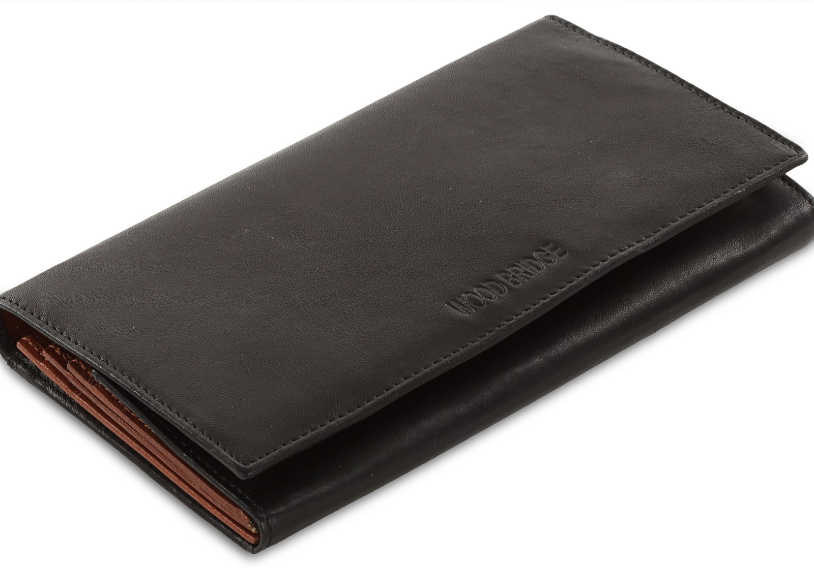 WOODBRIDGE BLACK REAL LEATHER TRAVEL DOCUMENT WALLET PASSPORT ORGANISER ...