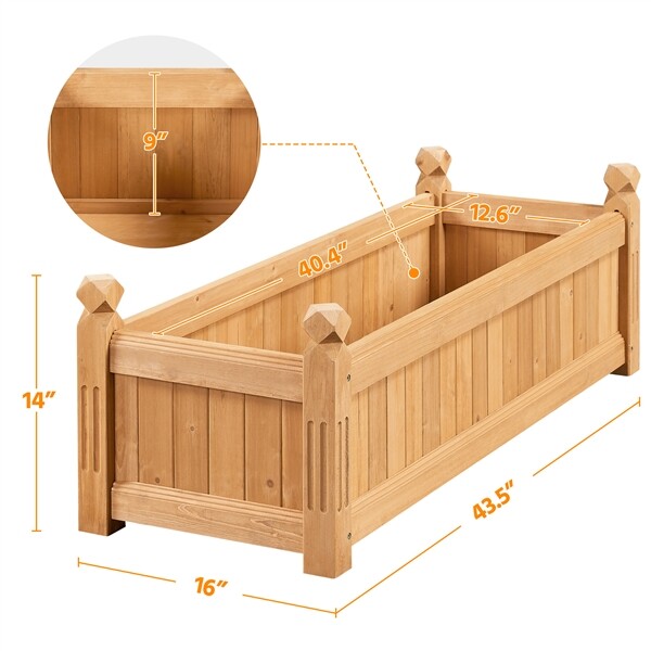 Topeakmart Raised Garden Box Wood Rectangular Garden Planter for Patio ...