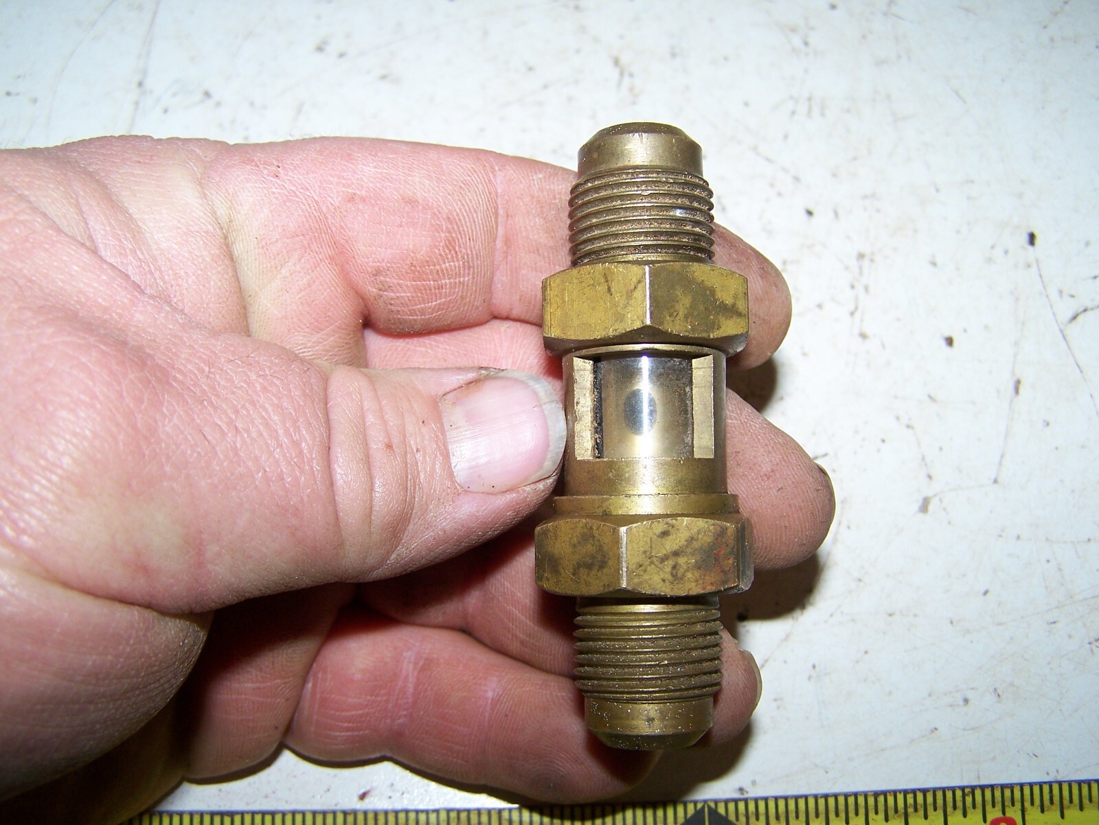 Brass Fluid Oil Flow Sight Gauge NOS Hit Miss Engine Tractor Car 3/8 ...