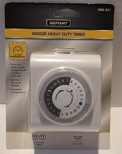 DEFIANT 15 Amp Indoor "2" Heavy-Duty Timer with 2-Grounded Outlets 458 ...
