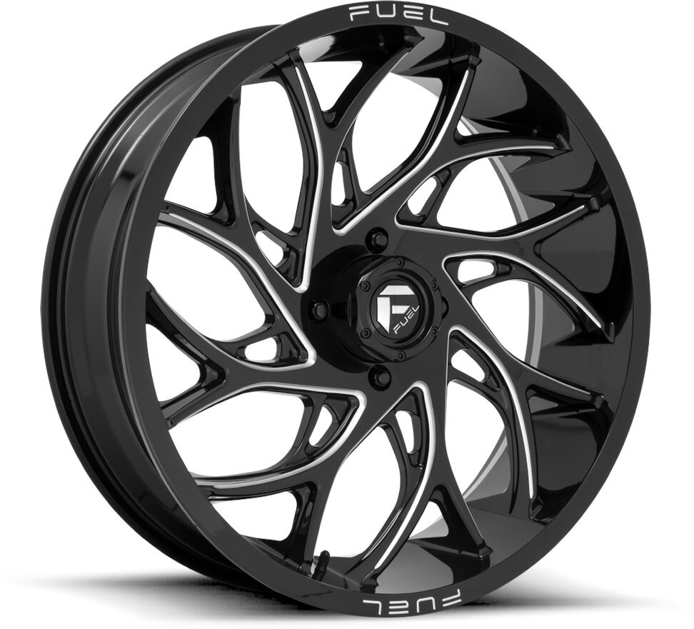 Kit 4 Frontline ACP Tires 33x9.5-20 on Fuel Runner 20 Black Wheels 1KXP ...