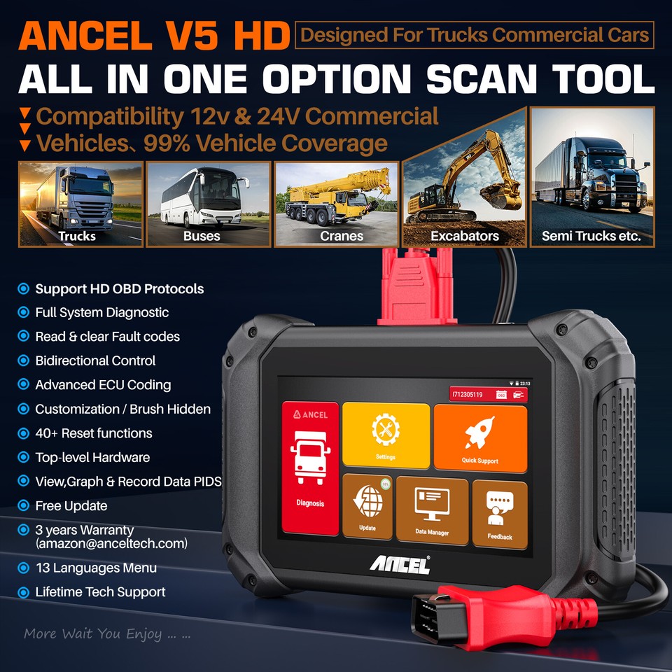 Heavy Duty Truck Diesel Diagnostic Scanner Tool DPF Regen Speed Limit ...