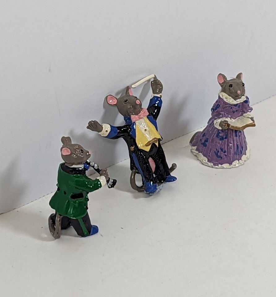 3pc Mini Metal Mice Hand Painted Vintage Miniature Dollhouse / Diorama ...