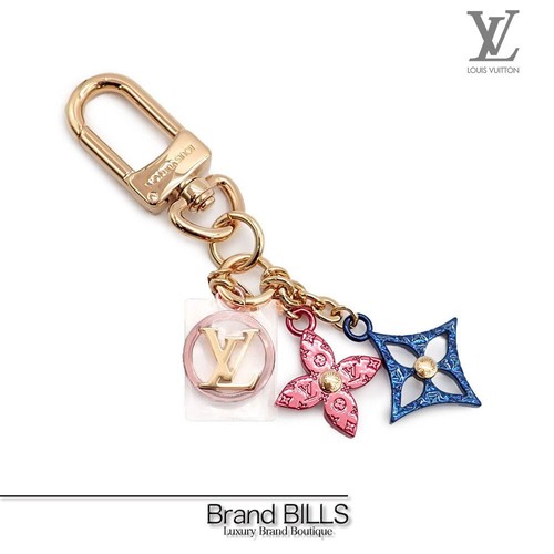 Louis Vuitton Portocle Nanogram Keychain Charm Pink Blue Gold 11in long ...