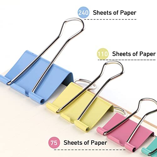 pcs Colored Binder Clips Paper Clamps Assorted Size Small, Medium ...
