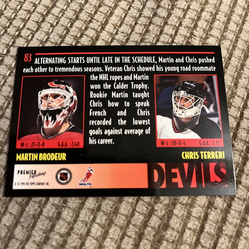 1994-95 Topps Premier #83 - Martin Brodeur Chris Terreri Goaltending ...
