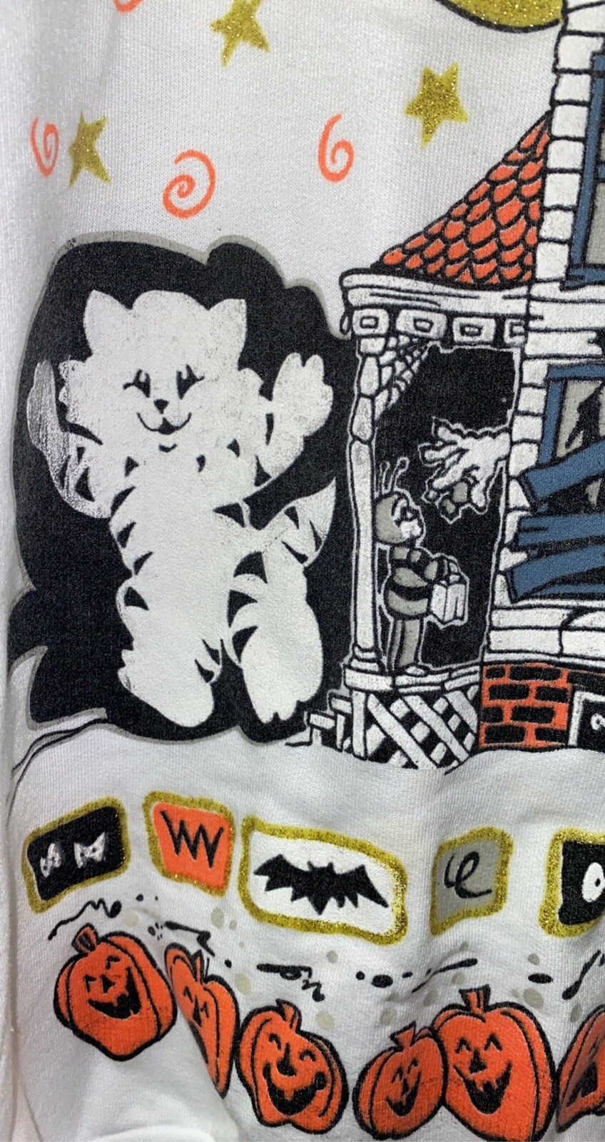 Vintage Kitty Cat Bat Haunted House Fall Pumpkin Swea… - Gem