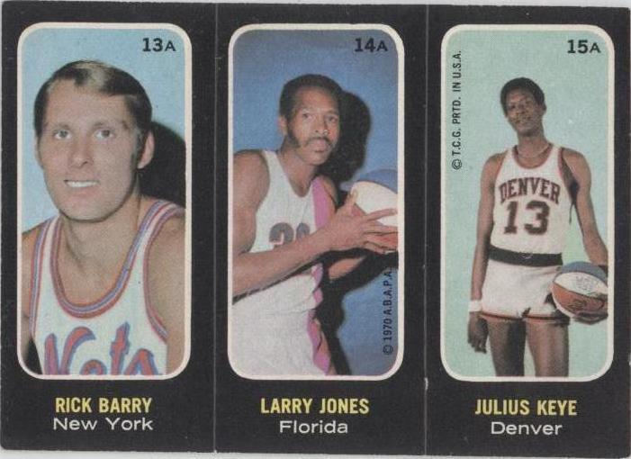 1971-72 Topps - Trios Stickers Rick Barry, Larry Jones, Julius Keye ...