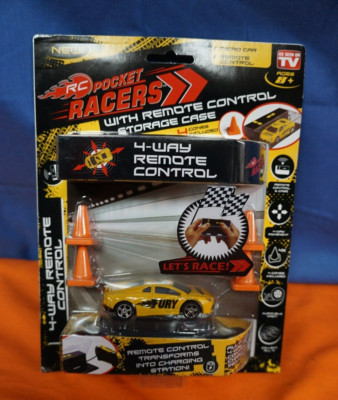 RC Pocket Racers Remote Control 4 wy remote control Yellow Fury 4 cones ...