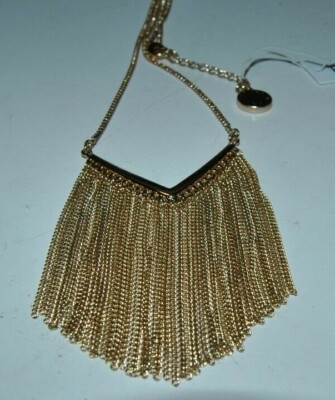 BCBGeneration BCBG Jewelry Gold Tone V-Shaped Fringe Necklace 51584 | eBay