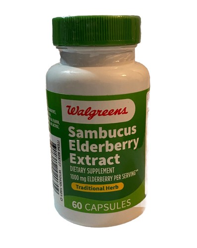 Walgreens Sambucus Elderberry Extract Supplement 1000 Mg, 60 Capsules ...