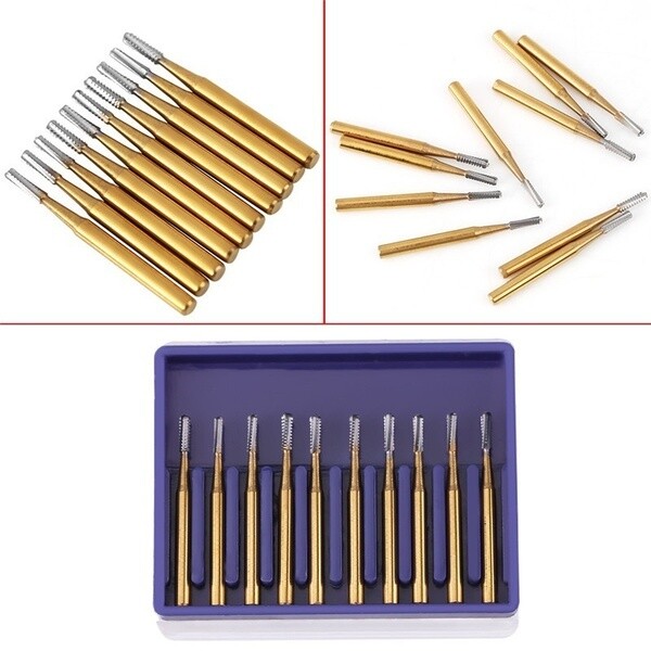 10pcs Dental Tungsten Steel carbide Burs Crown Metal Cutting Burs FG ...