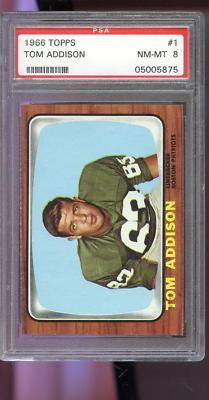 1966 Topps #1 Tom Addison Boston Patriots NM-MT PSA 8 Graded Football ...