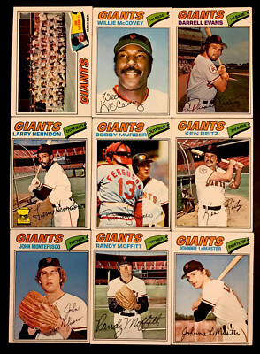 SAN FRANCISCO GIANTS 1977 TOPPS 24 CARD TEAM SET WITH WILLIE McCOVEY ...