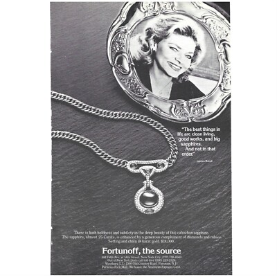 Lauren Bacall Fortunoff Jewelery Silver AD 1980s Vintage Print Ad | eBay