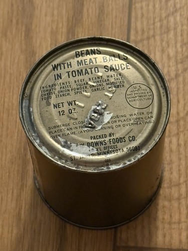 Vintage Vietnam Era US Army C Ration Beans w/ Meat Balls Tomato Sauce ...