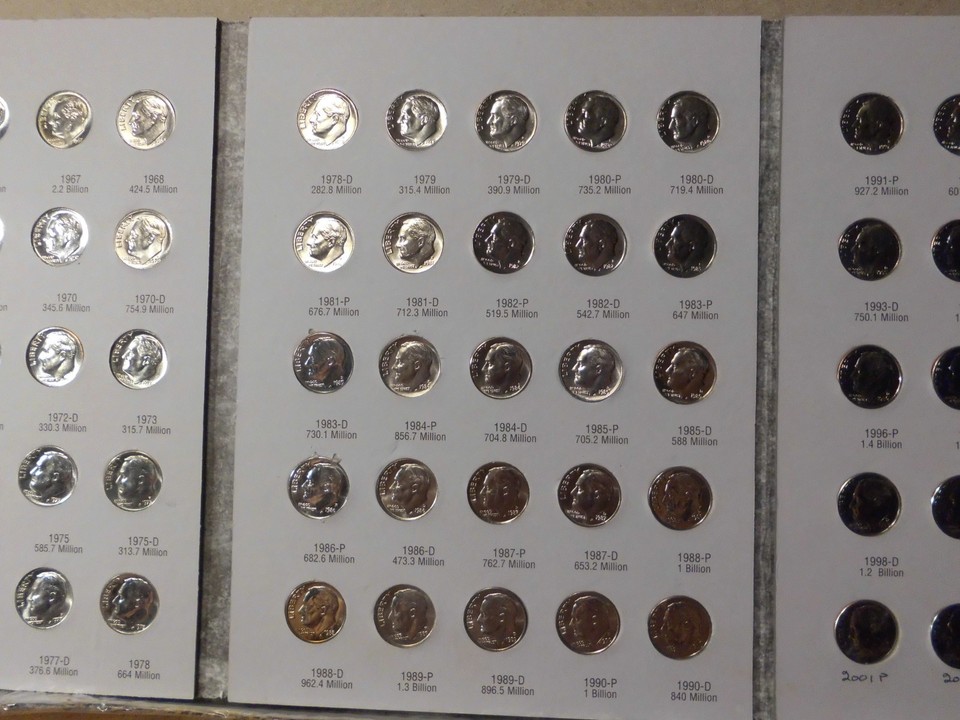 ROOSEVELT DIME COMPLETE 1965 - 2002 P&D SET ( ALL UNC. COINS ) #BTS191 ...