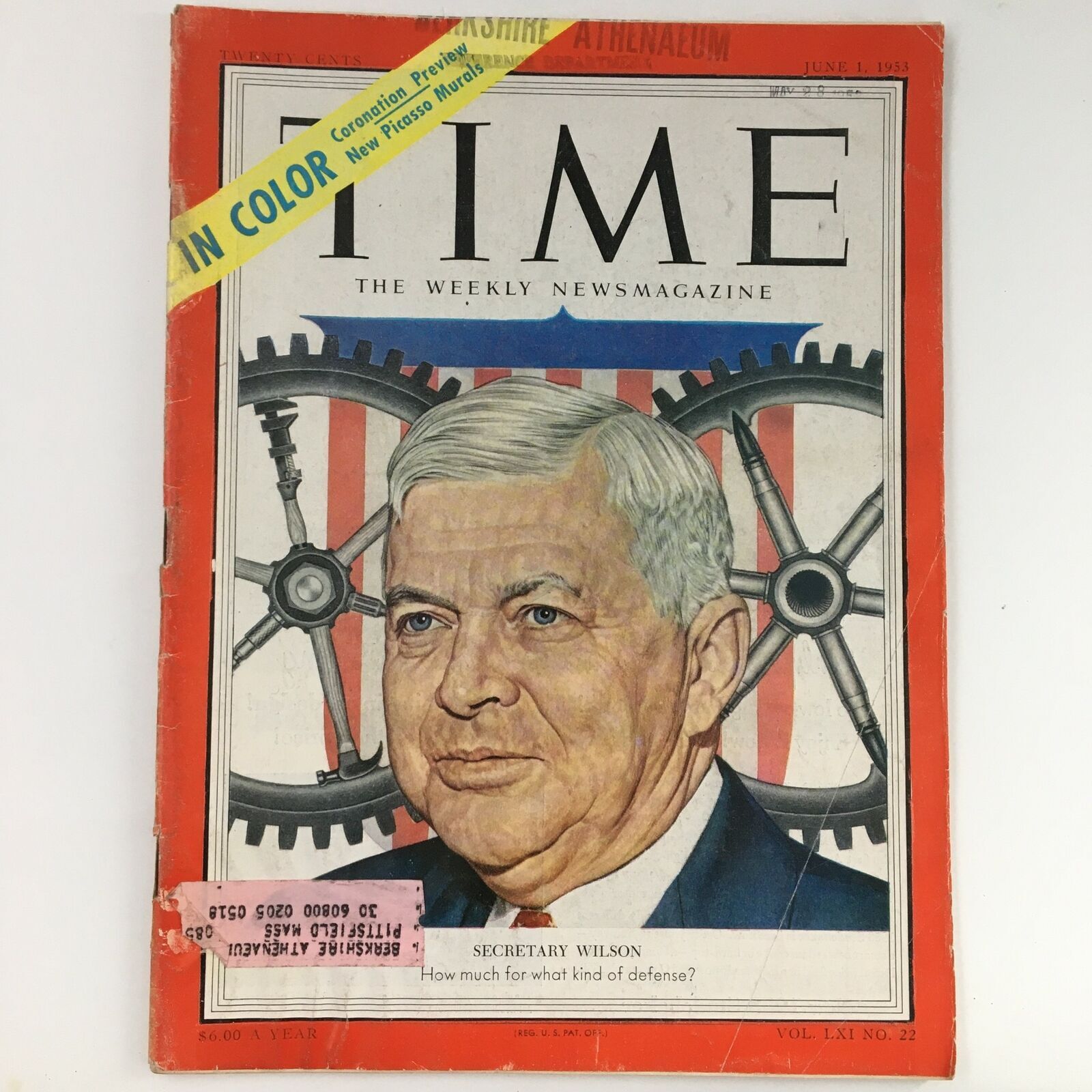 Time Magazine June 1 1953 Vol 61 #22 U.S. Sec. of Defense Charles Erwin ...