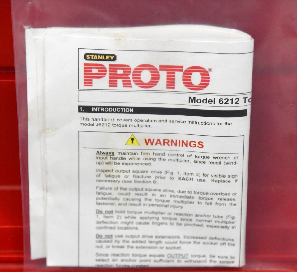 Proto Stanley 6212 Torque Multiplier Output 1200Lbf.ft /Input 200Lbf.ft ...
