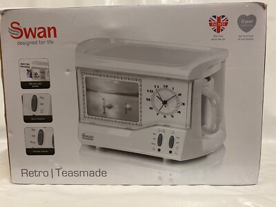 Swan Retro Teasmade STM202N Alarm Clock Analogue Brew Timer Tea/Coffee ...