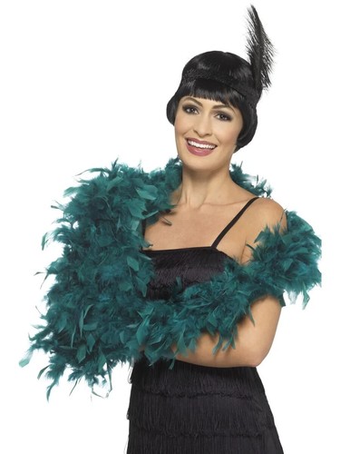 Deluxe Teal Feather Boa 1920s Costume Party Fancy Dress Burlesque ...