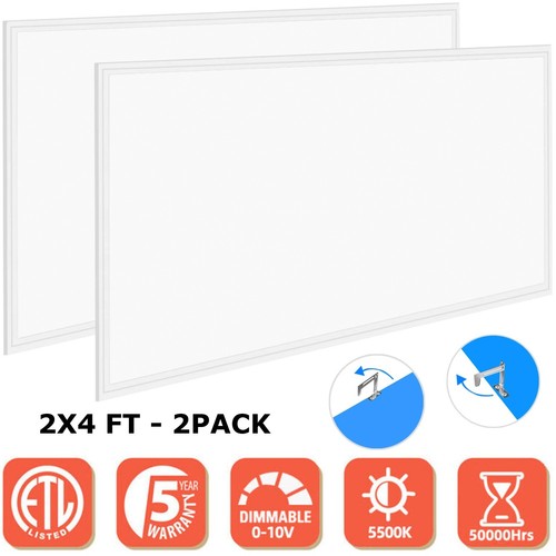 2 Pack 2x4 LED Flat Panel Light, 0-10V Dimmable Troffer Back-lit Light ...