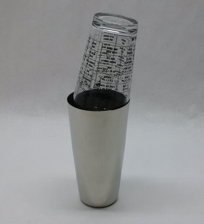 (2-Piece) BOSTON SHAKER SET Printed Mixing Glass & Stainless Shaker Tin ...