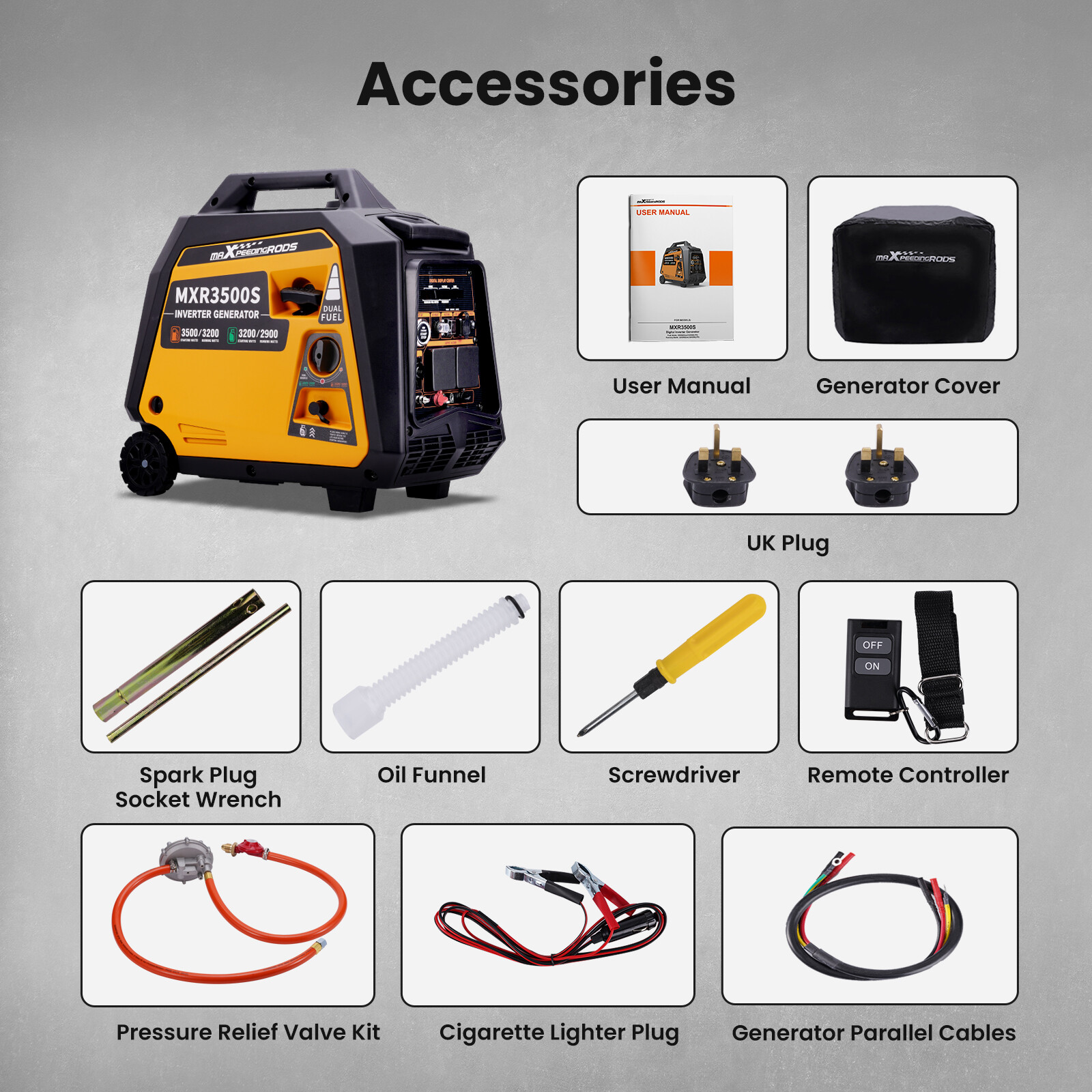 3500W Portable Petrol Generator Inverter Silent GAS / LPG Dual Fuel ...