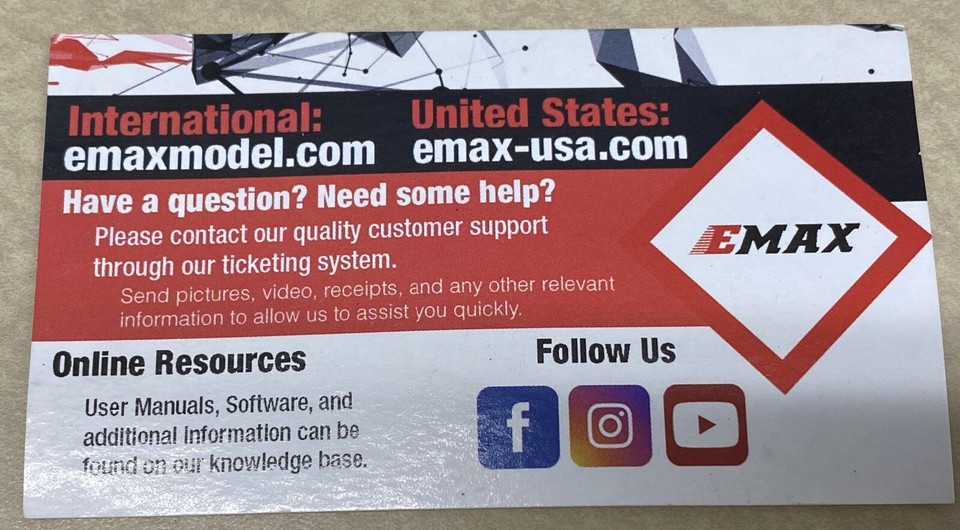 EMAX Tinyhawk Indoor x RTF Racing Drone/Controller/Camera/ TINY HAWK ...